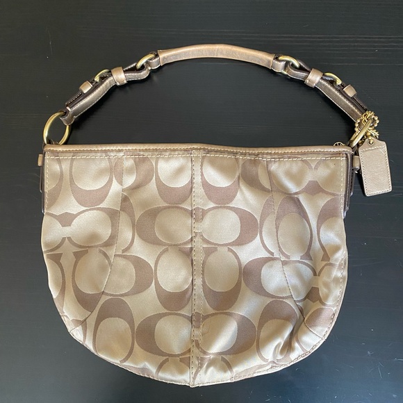 Coach | Bags | Coach Gold Jacquard Vintage Logo Hobo Shoulder Purse ...